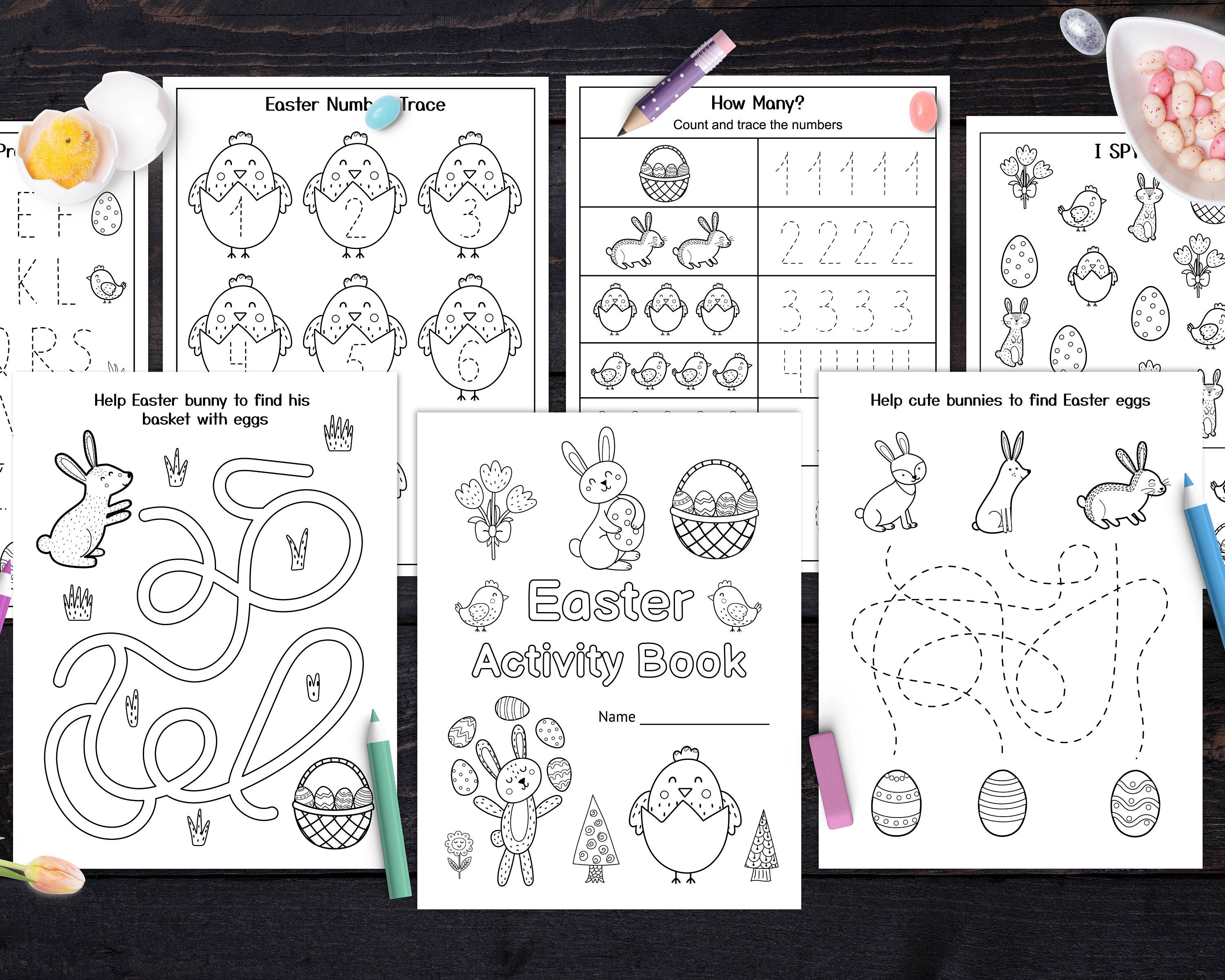 Easter Activity Book, Easter Printables Pdf, Spring Worksheets for Kids ...