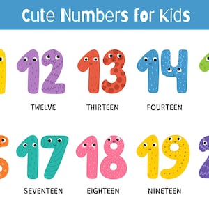 Numbers for Kids Clipart, Cute Numbers in Color and in Outline, Numbers ...