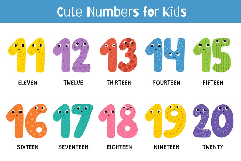 Numbers for Kids Clipart, Cute Numbers in Color and in Outline, Numbers ...