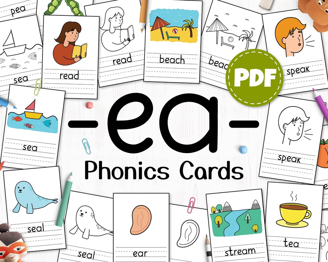 Ea Phonics Sound Cards, -ea- Digraph Printable Flashcards, Phonics ...