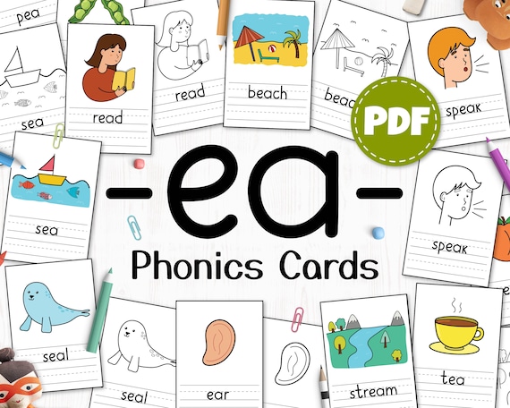 Ea Phonics Sound Cards ea Digraph Printable Flashcards - Etsy
