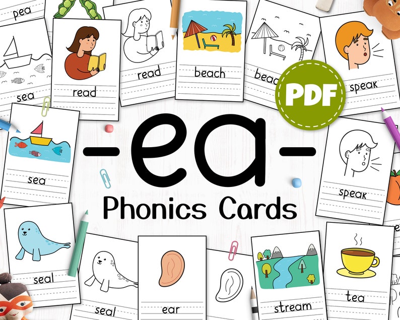 Ea Phonics Sound Cards ea Digraph Printable Flashcards - Etsy