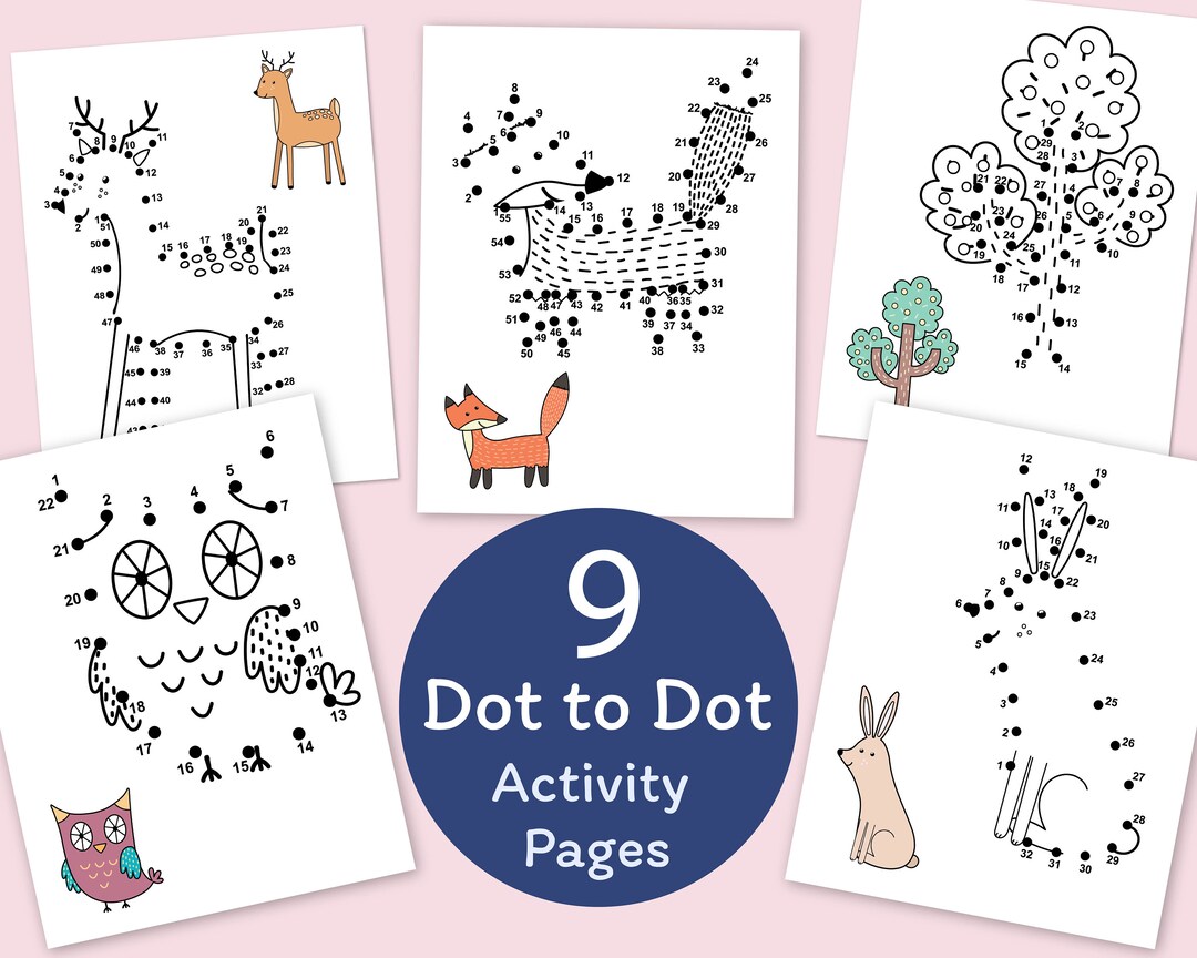 Dot to Dot Book With Forest Animals, Printable Puzzle Connect the Dots ...