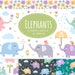 Elephants Clipart and Digital Paper / Animals Clipart and - Etsy