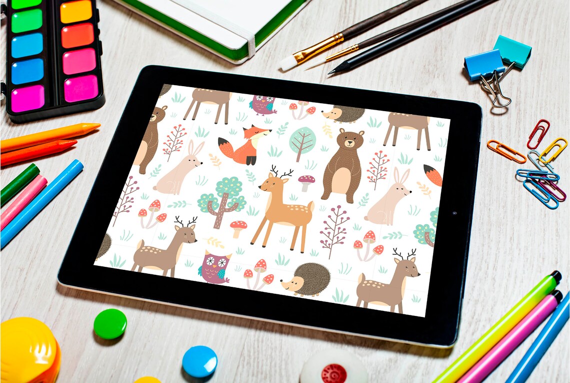 Forest Animals Digital Paper and Clipart Woodland Cute Baby - Etsy