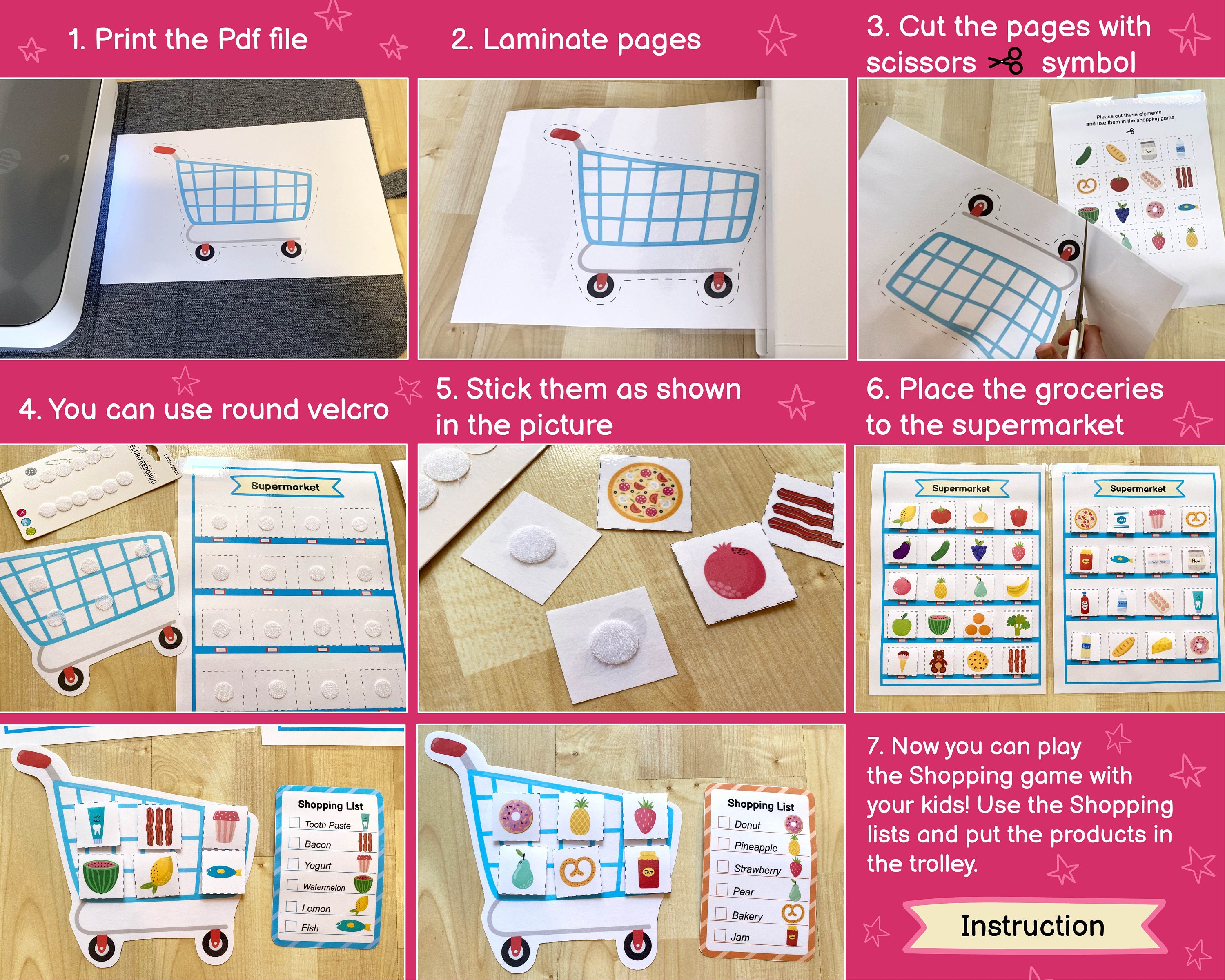 Shopping Busy Book Printable Game for Toddlers, Grocery Activity ...