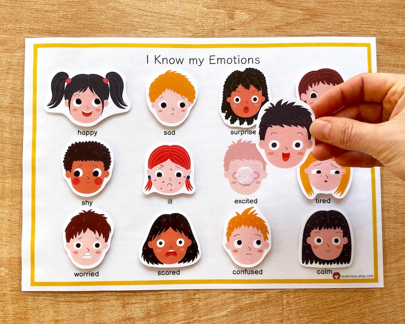 Emotions Busy Book Worksheet, Emotions Matching Page for Toddlers, I ...