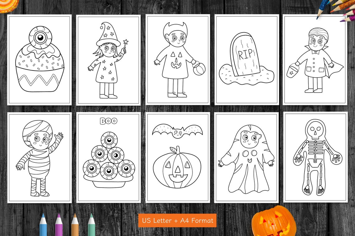 Halloween Coloring Book Pdf Printable Coloring Pages for - Etsy