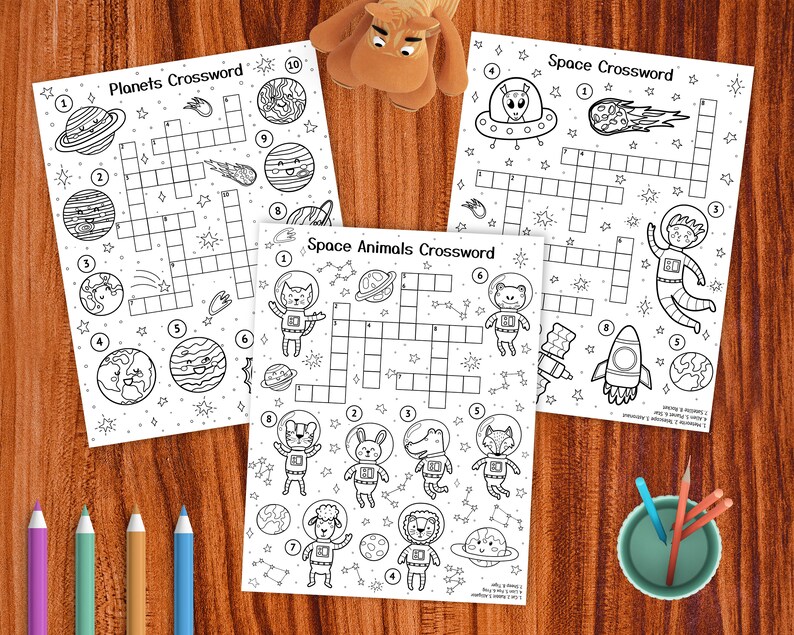 Space Crossword Puzzle for Kids Crossword Printable Pdf | Etsy