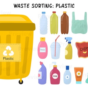 Waste Sorting Clipart, Recycling Trash Graphics, Saving the Planet ...