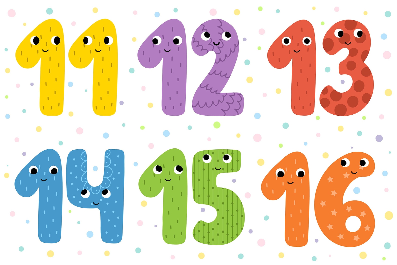Numbers for Kids Clipart, Cute Numbers in Color and in Outline, Numbers ...