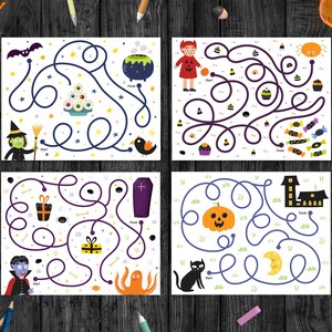 Halloween Maze Activity Book Printable, Halloween Busy Book for ...