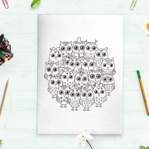 Owls Coloring Pages Printable PDF, Coloring Book for Kids and Adults ...