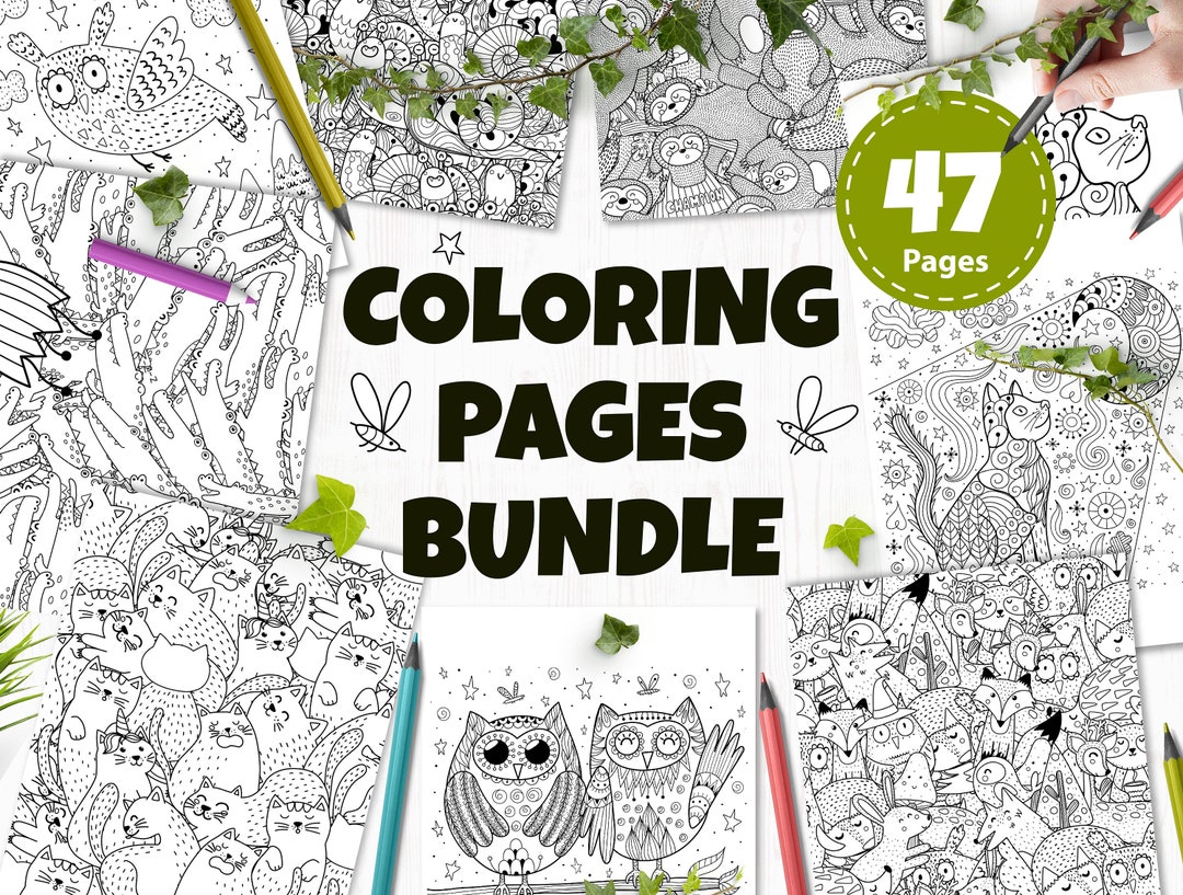 Doodle Coloring Book Bundle, Coloring Pages Printable, Coloring Pages ...
