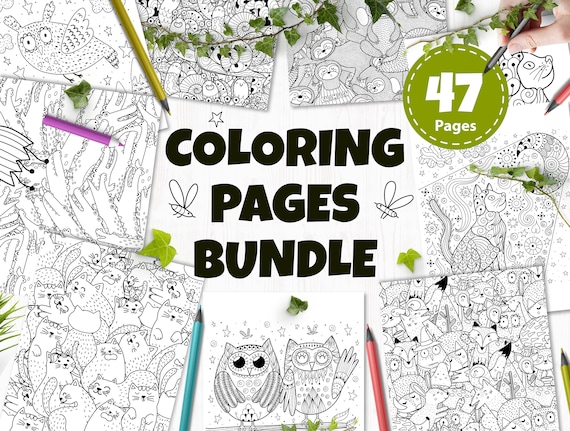 Doodle Coloring Book Bundle Coloring Pages Printable | Etsy