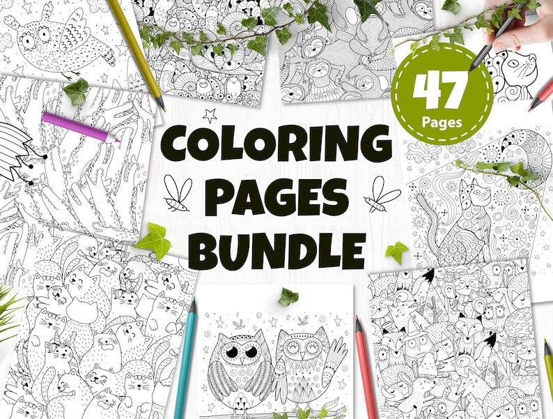 Doodle Coloring Book Bundle, Coloring Pages Printable, Coloring Pages ...