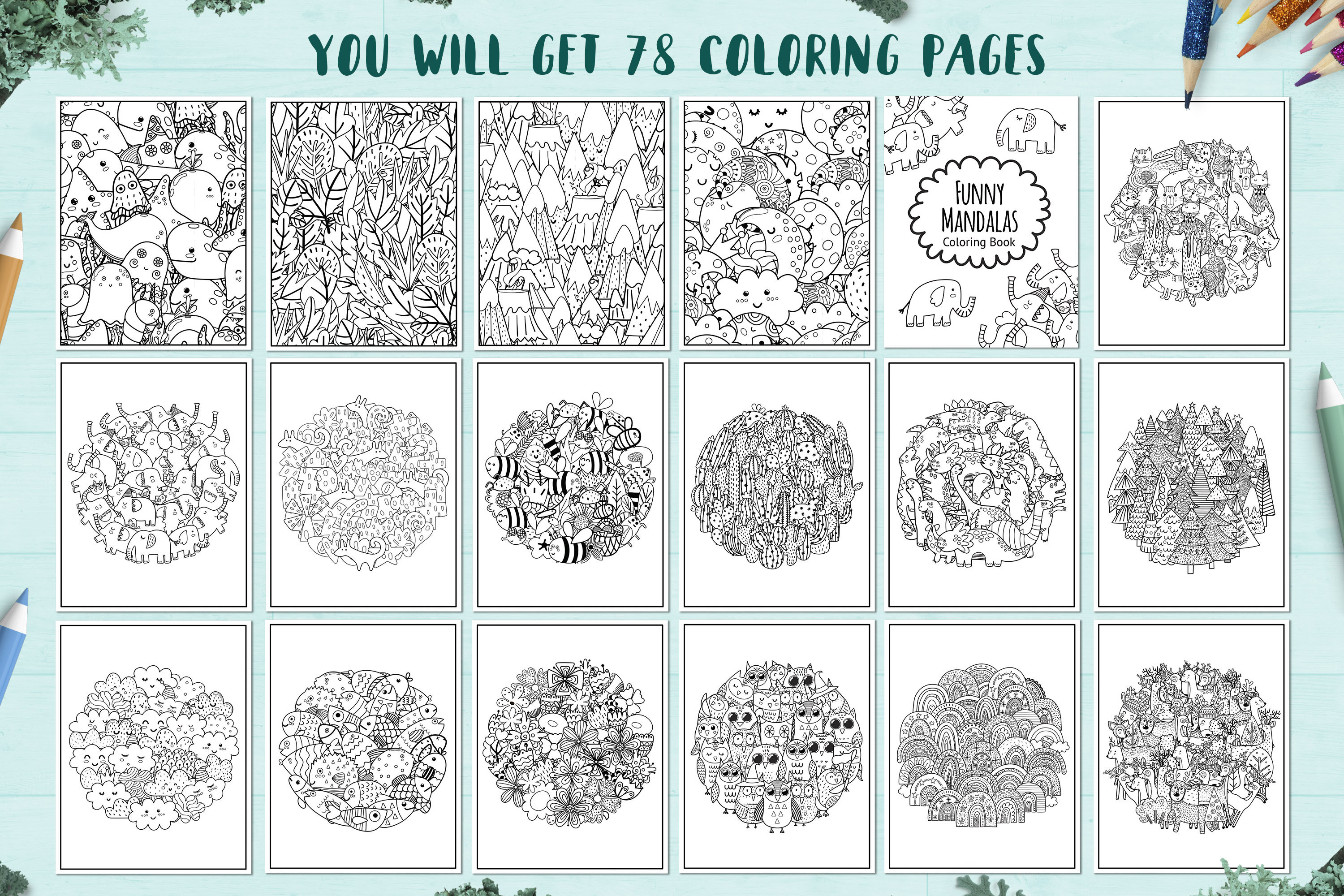 Coloring Book Bundle, Printable Coloring Pages Pdf for Adults and Kids ...