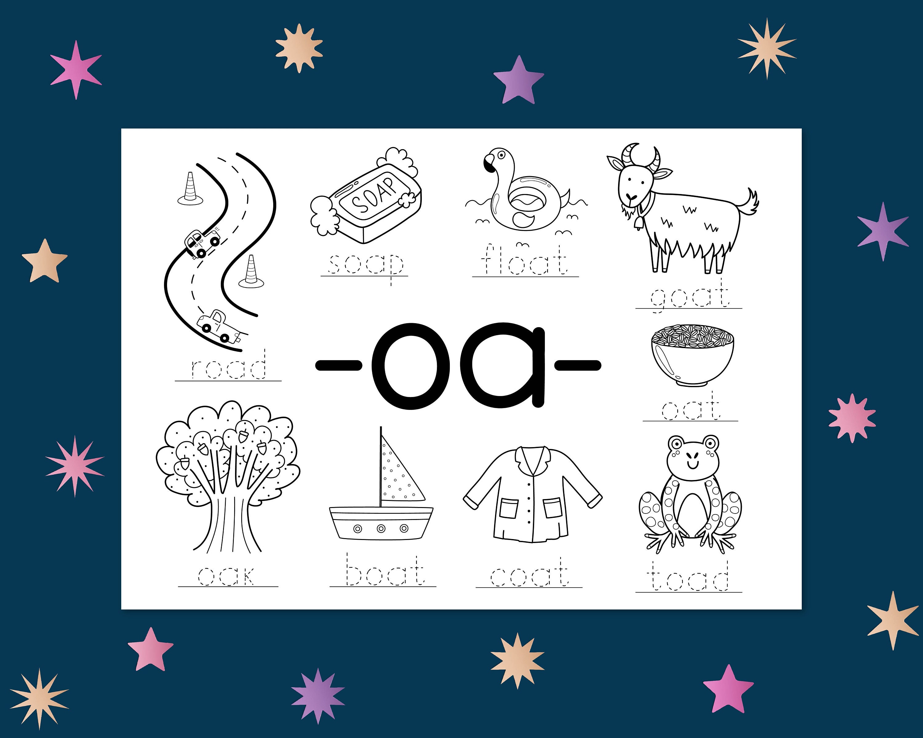 Phonics Worksheets With oa Spelling Rule Preschool - Etsy