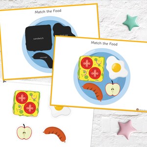 Food Matching Busy Book Page, My Plate Matching Worksheet for Toddlers ...
