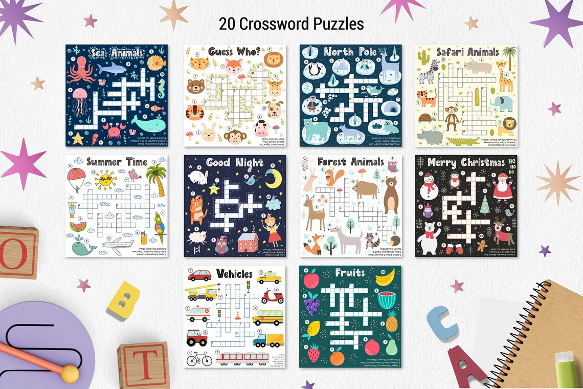 Maze Puzzles PDF Crosswords Dot to Dot Printable Activities - Etsy