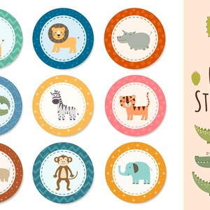 Jungle Animals Clipart and Digital Paper / Safari Animals Stickers ...