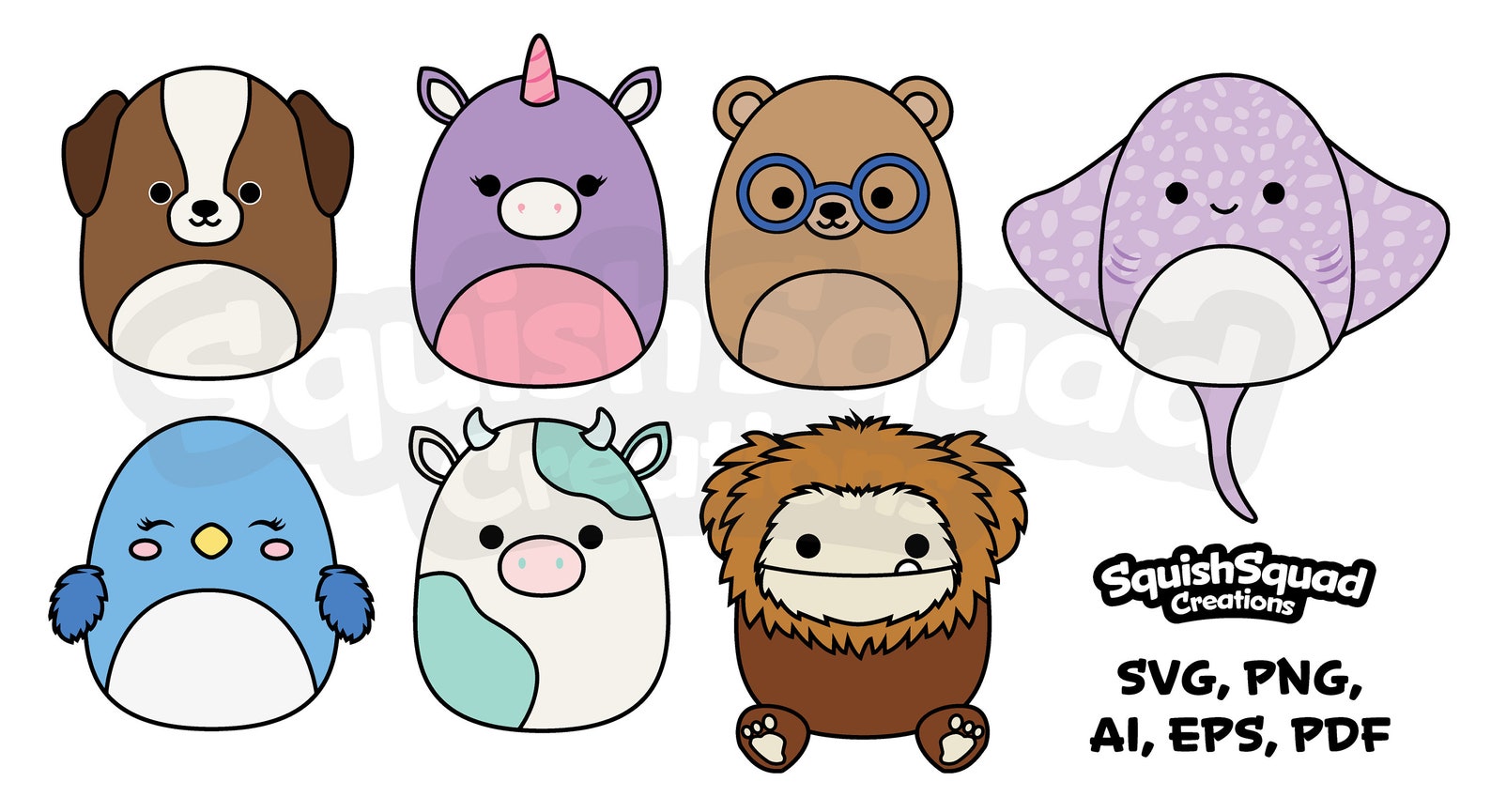 Squishmallow Bundle SVG Files EPS Ai Png PDF Digital | Etsy Denmark
