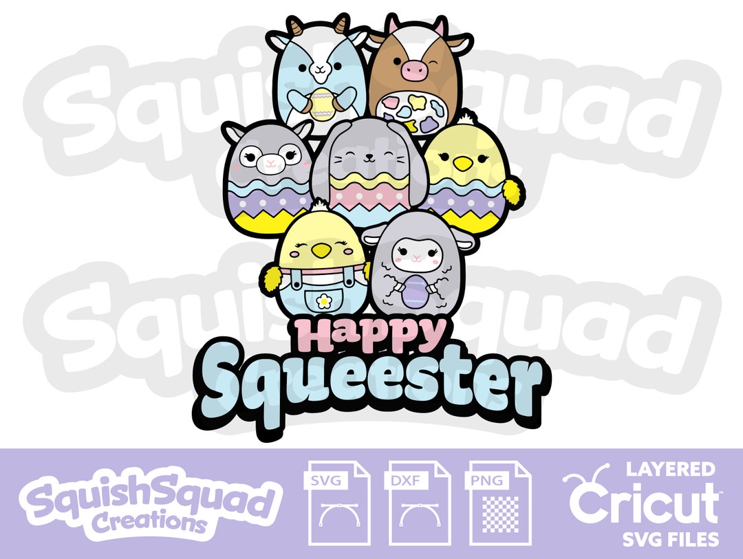 Squishmallow Easter Squad Bundle Collection. Layered SVG Files, DXF ...