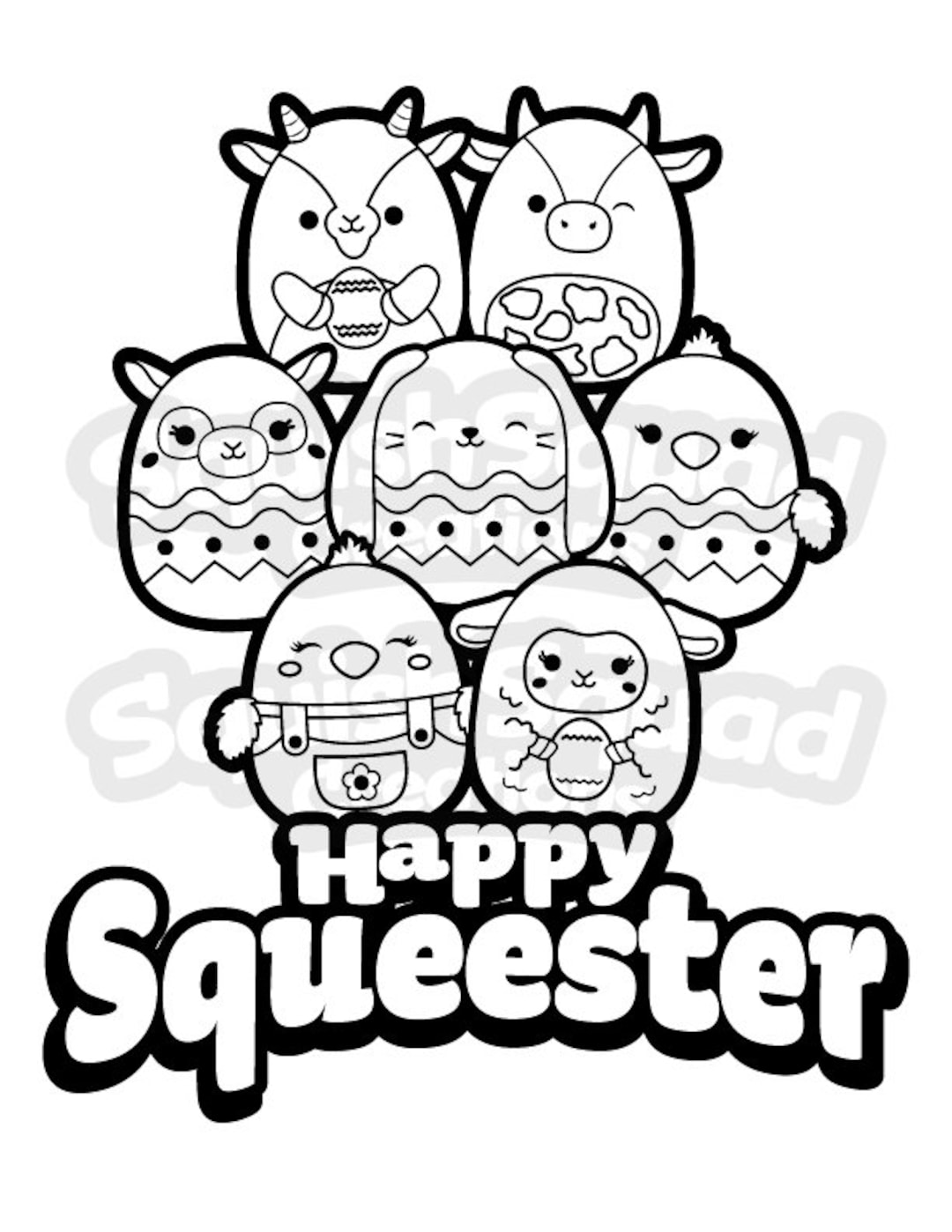 Squishmallow Happy Squeester Cute Easter Coloring Page Printable