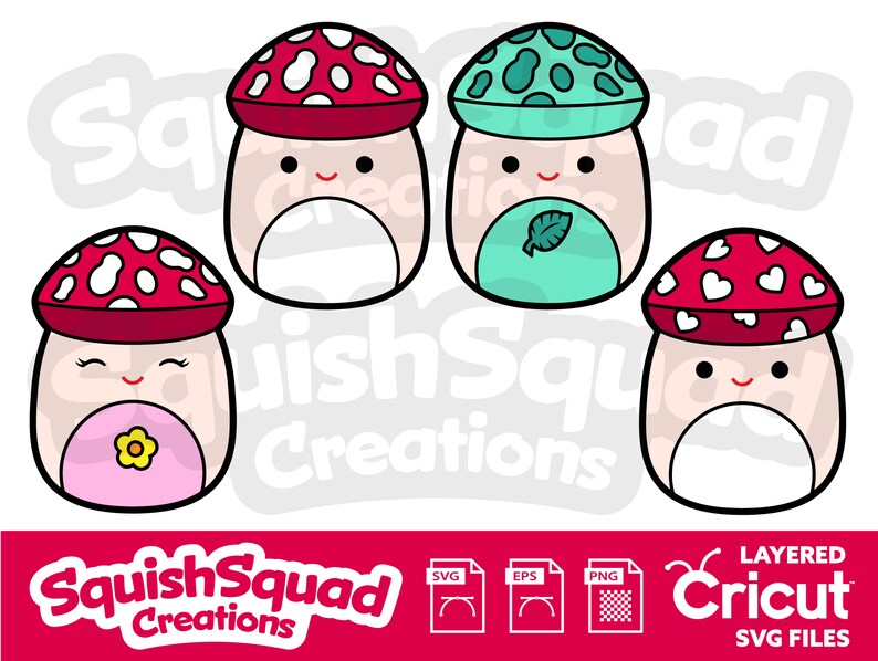 Squishmallow Mushroom Squad Bundle Collection SVG Files EPS - Etsy