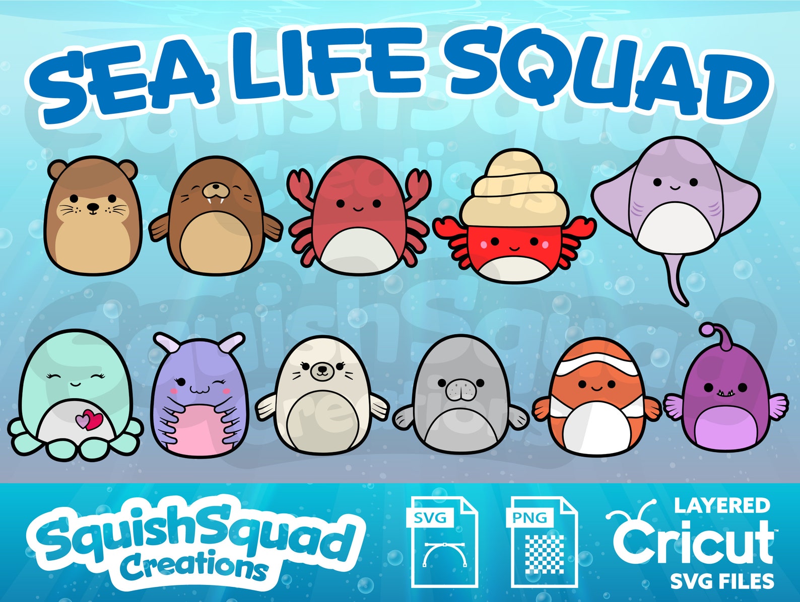 Cute Squishmallow Sea Life Squad Bundle Collection. Layered - Etsy