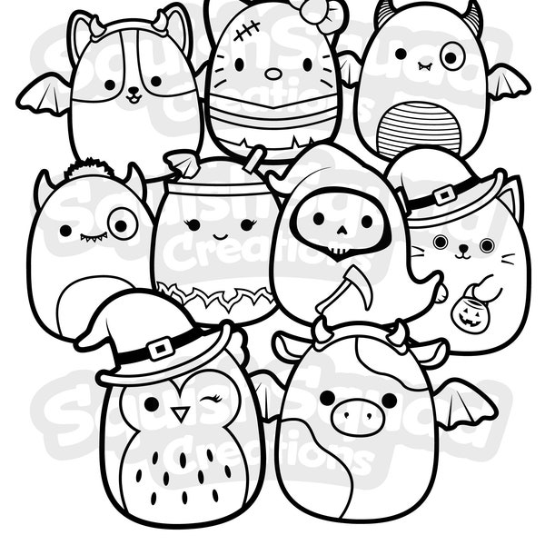 Halloween Squishmallow Coloring Page - Etsy