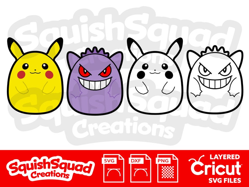 Squishmallow Cute Pokemon Squad Bundle Collection Layered SVG - Etsy