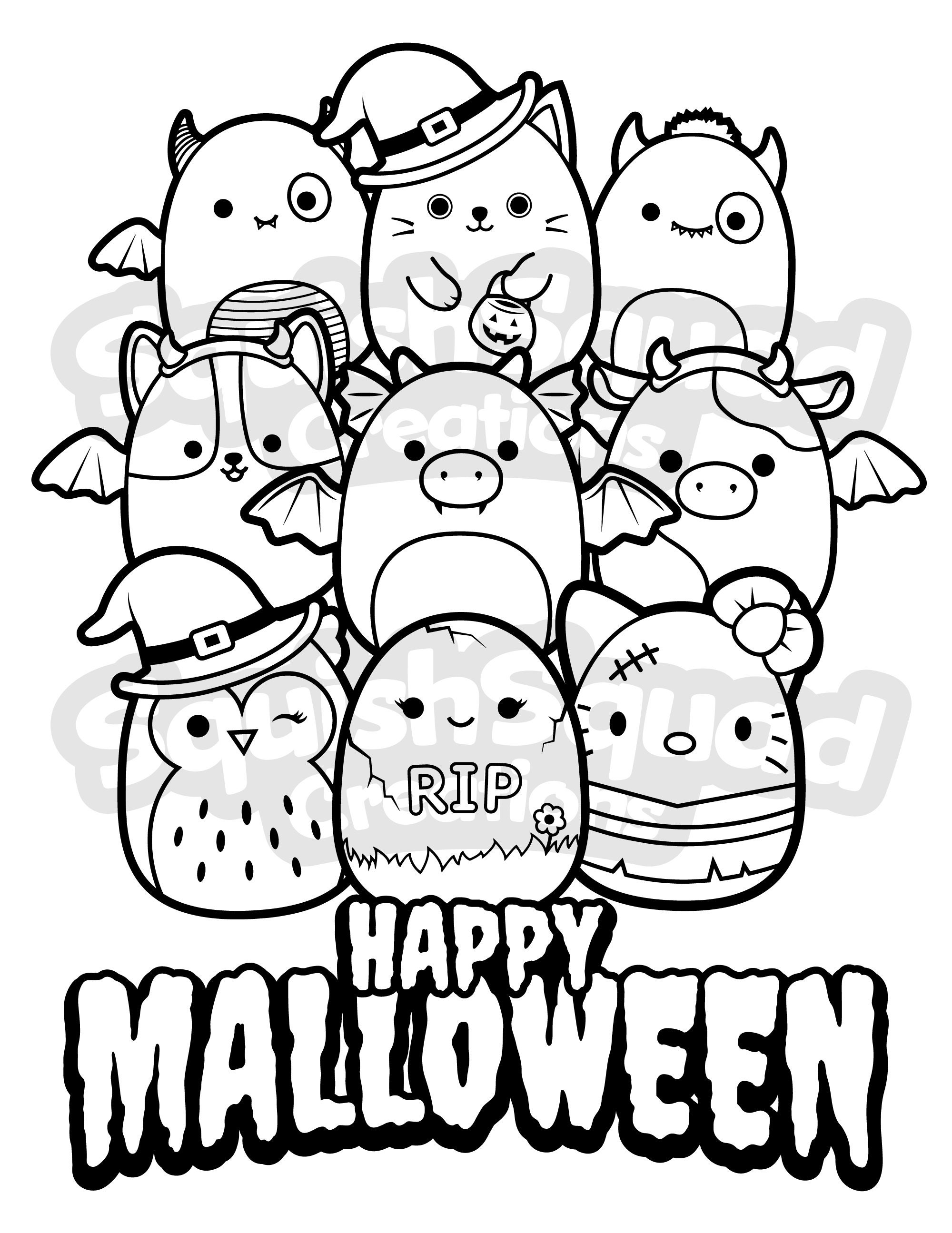 Squishmallow Happy Malloween Coloring Page Printable Coloring Etsy Canada