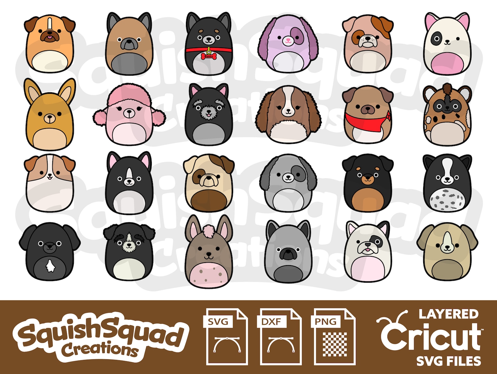 Squishmallow Mega 24 Dog Squad Bundle Collection Layered SVG - Etsy