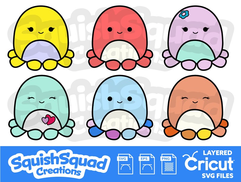 Squishmallow Octopus Squad Bundle Collection SVG Files EPS - Etsy