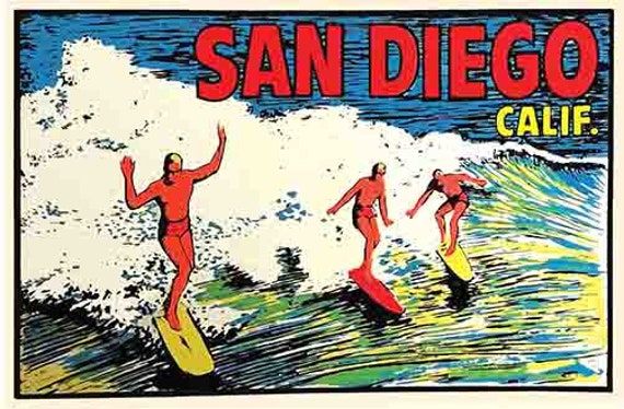 Vintage 1950's Style Surfers Surf Blacks Beach Trestles CA | Etsy