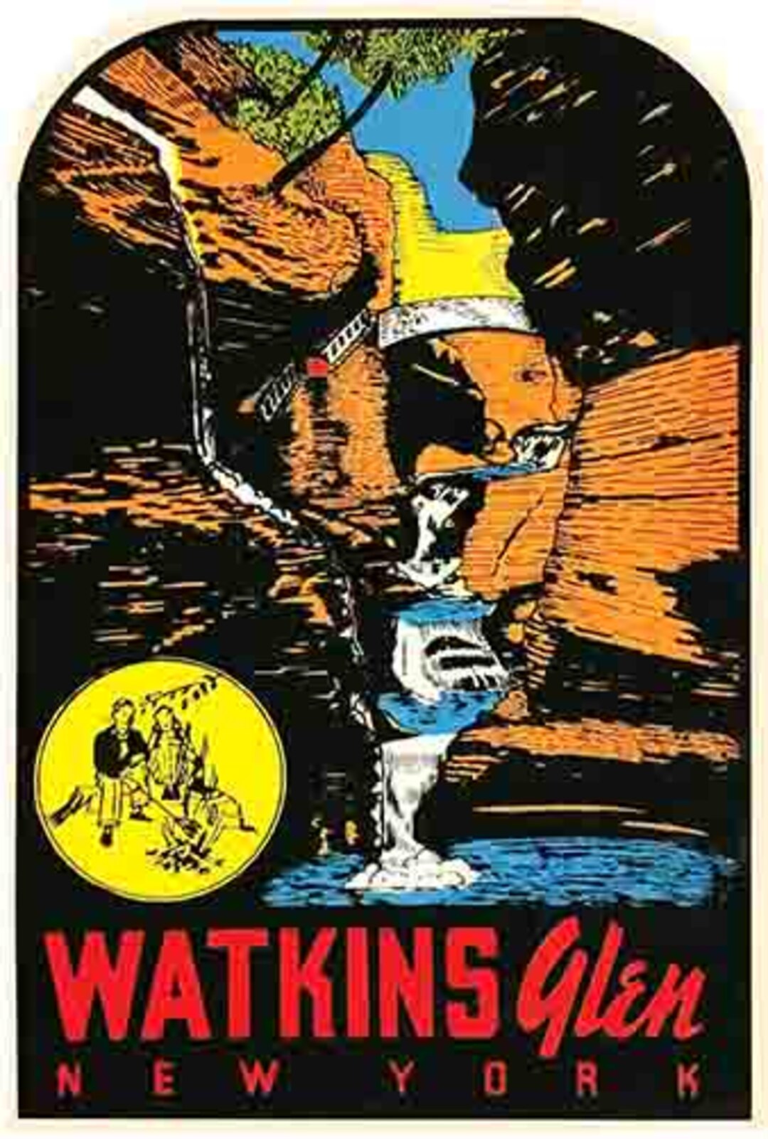 Vintage 1960's Style Watkins Glen NY New York Park Retro Travel Decal ...
