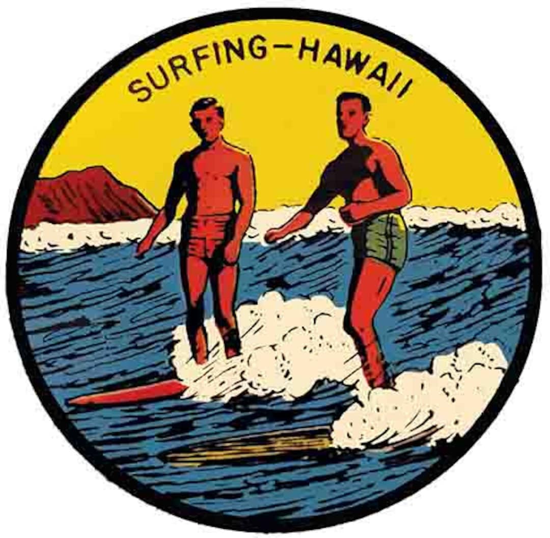 Vintage 1950's Style Surfing in Hawaii Waikiki Beach HI Retro Travel ...