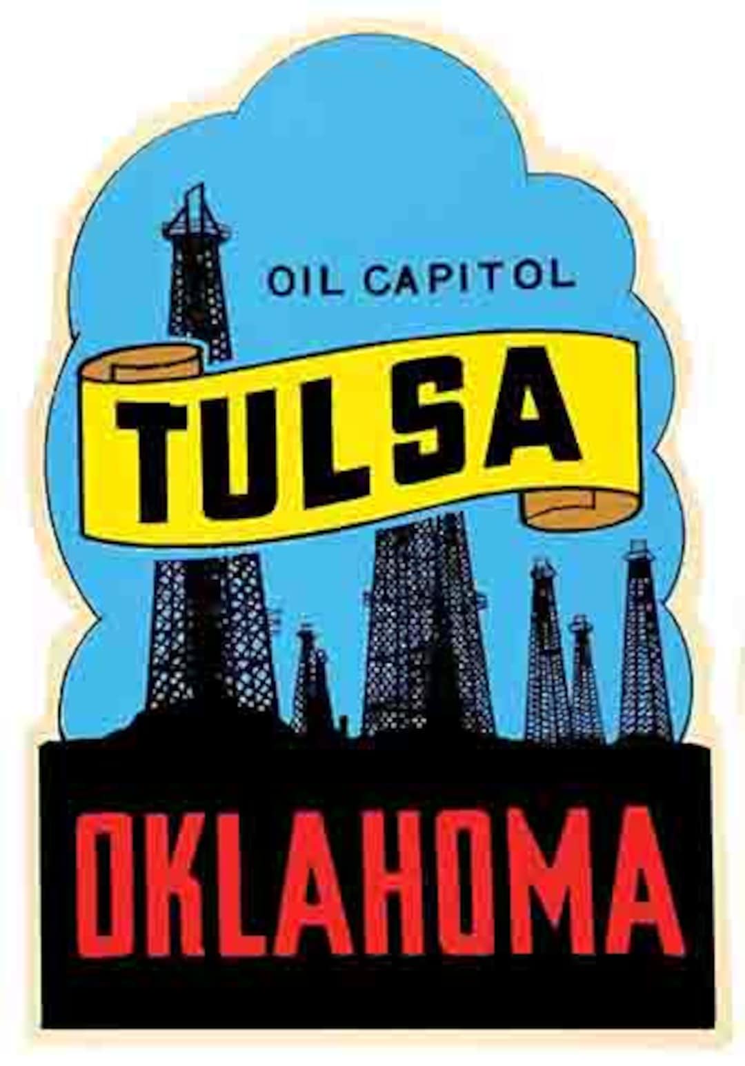 Vintage 1960's Style Tulsa OK Oklahoma Retro Travel Decal Sticker State ...