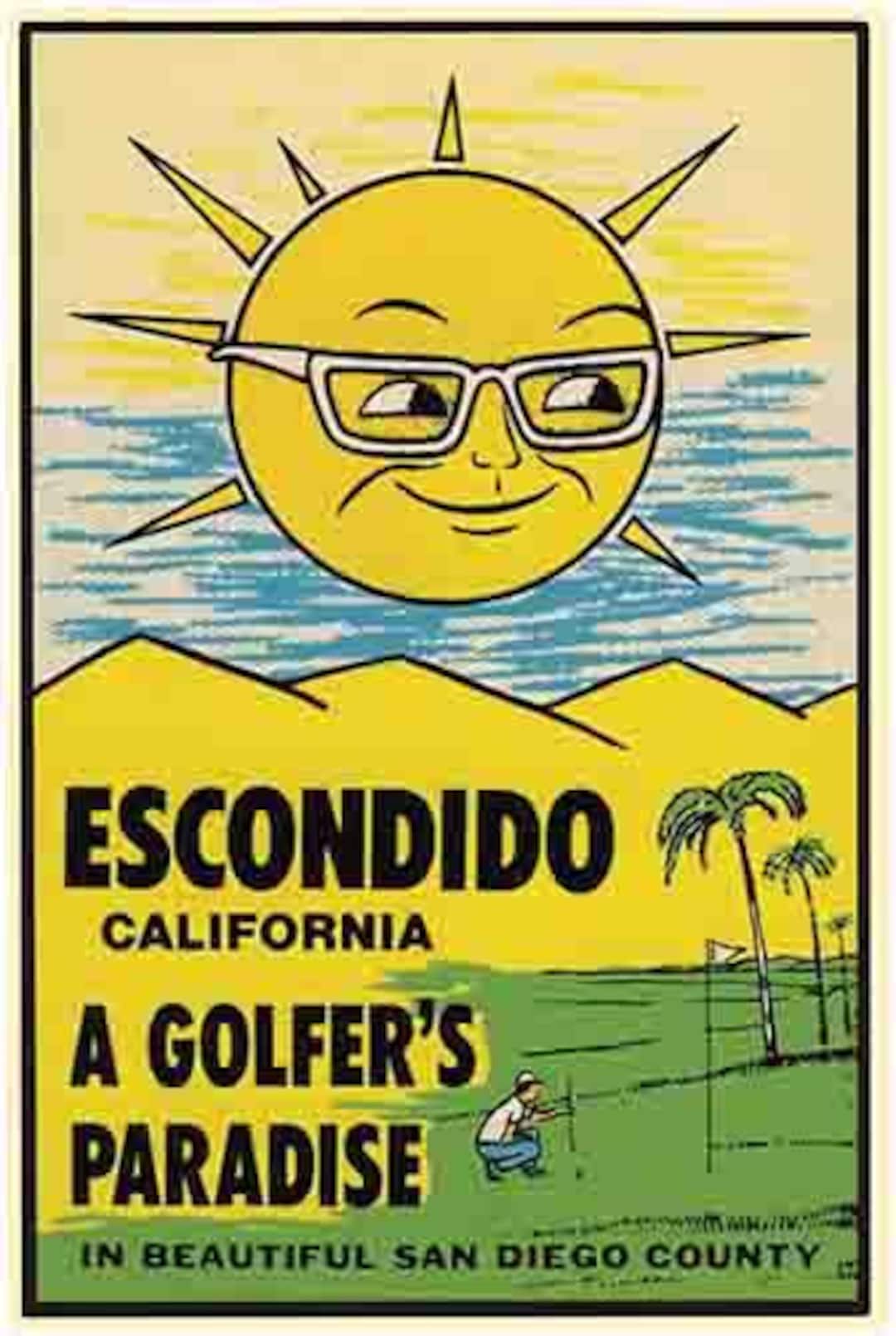Vintage 1950's Style Escondido San Diego CA California Golf Retro ...
