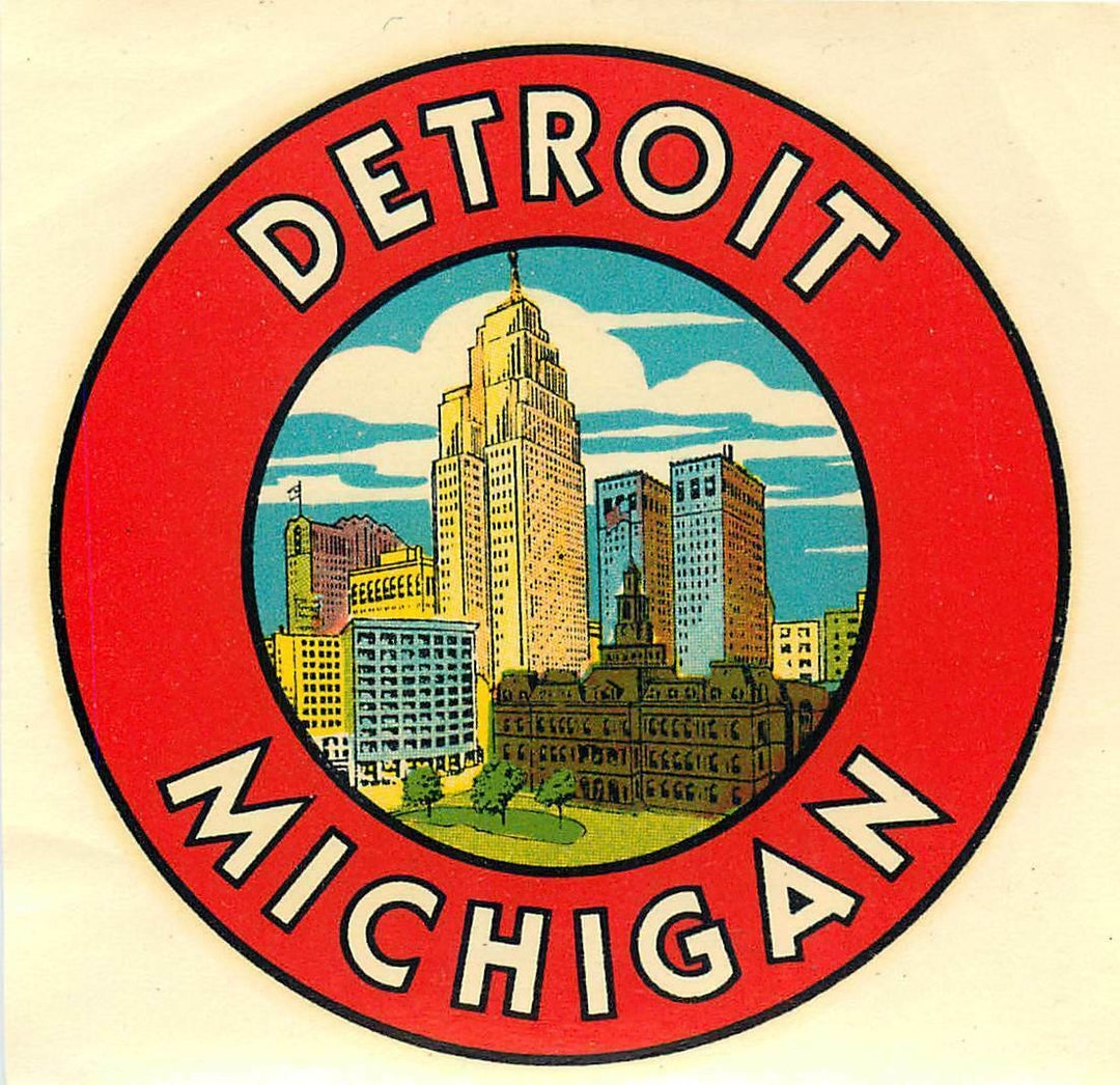 Vintage 1950's Style Detroit Michigan Motor City Retro Travel Decal ...