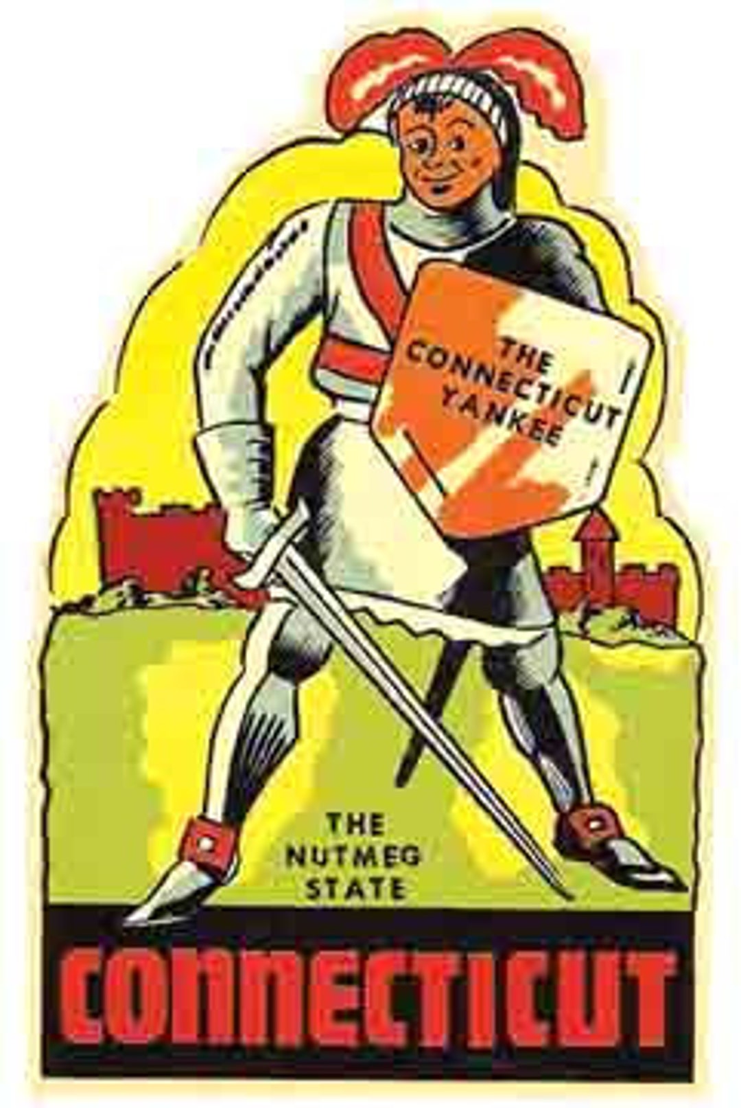 Vintage 1950's Style Connecticut CT Nutmeg State Yankee Retro Travel ...