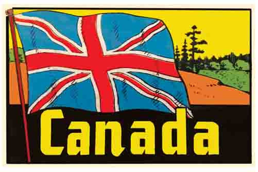 Vintage 1950's Style Canada Flag Retro Travel Decal Sticker State Map ...