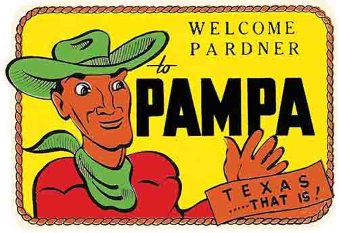 Vintage 1950's Style Pampa TX Texas Retro Travel Decal Sticker State ...