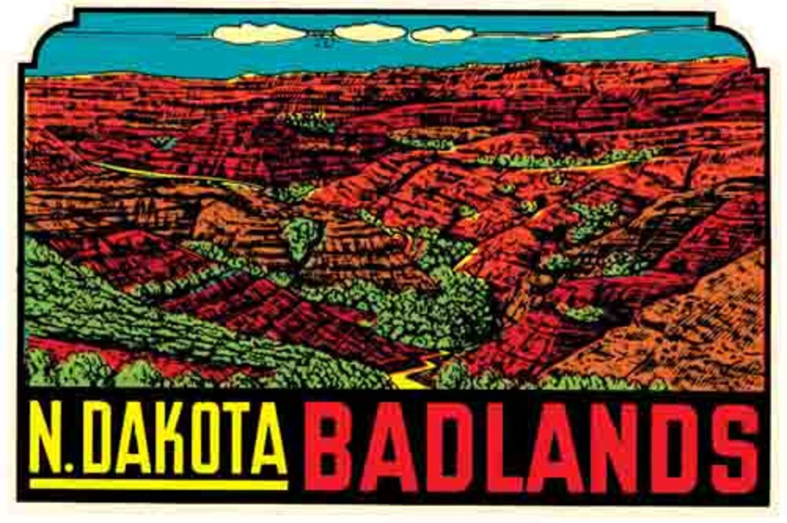Vintage 1950's Style South Dakota Badlands SD Retro Travel Decal ...