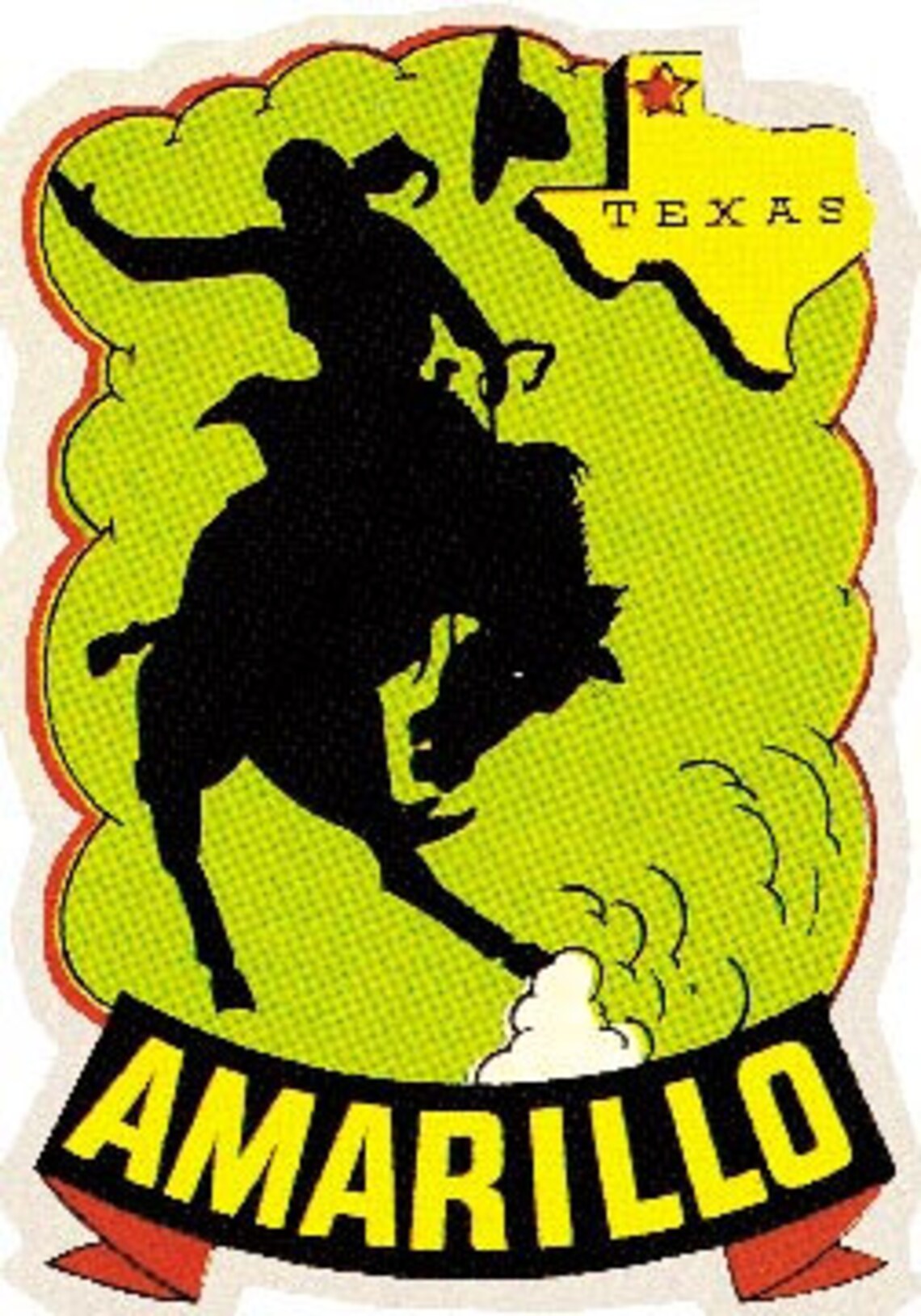 Vintage 1950's Style Amarillo Texas Rodeo Retro Travel - Etsy