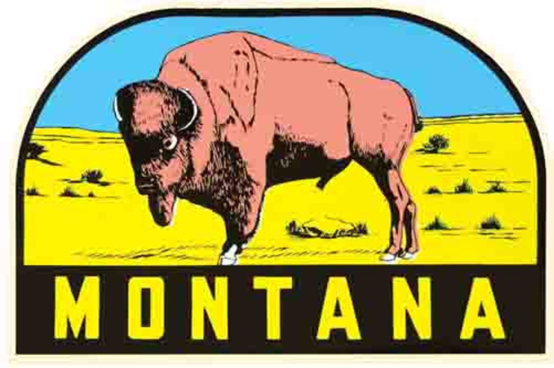 Vintage 1950's Style Montana Bison National Park MT Retro Travel Decal ...