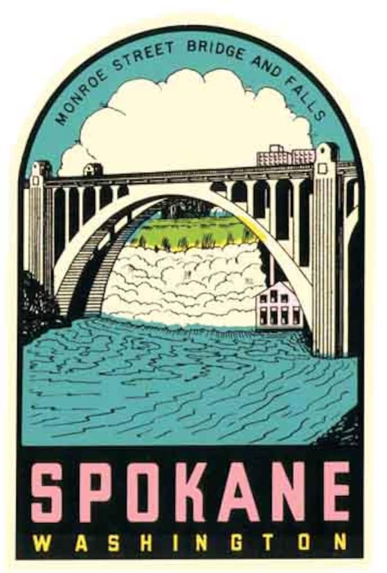 Vintage 1950's Style Spokane WA Washington Retro Travel Decal Sticker ...