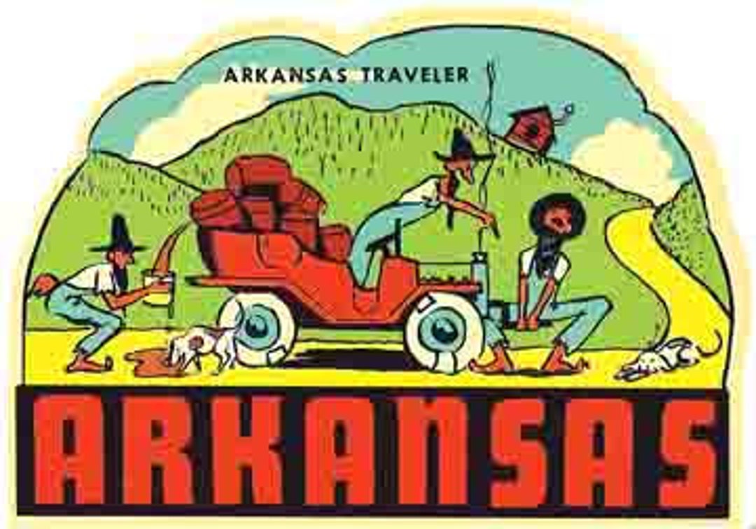Vintage 1950's Style AR Arkansas Traveler Ozarks Cartoon Retro Travel ...