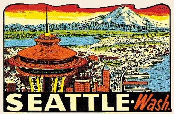 Vintage 1950's Style Seattle WA Washington Retro Travel | Etsy